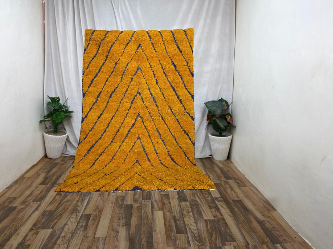 Yellow Moroccan Rug, Mustard Tufted Rug, Moroccan Berber Rug, Custom ...