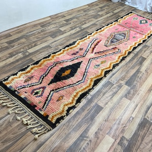 Custom Moroccan Runner Rug,berber Wool Runner Rug,pink Runner ,vintage ...