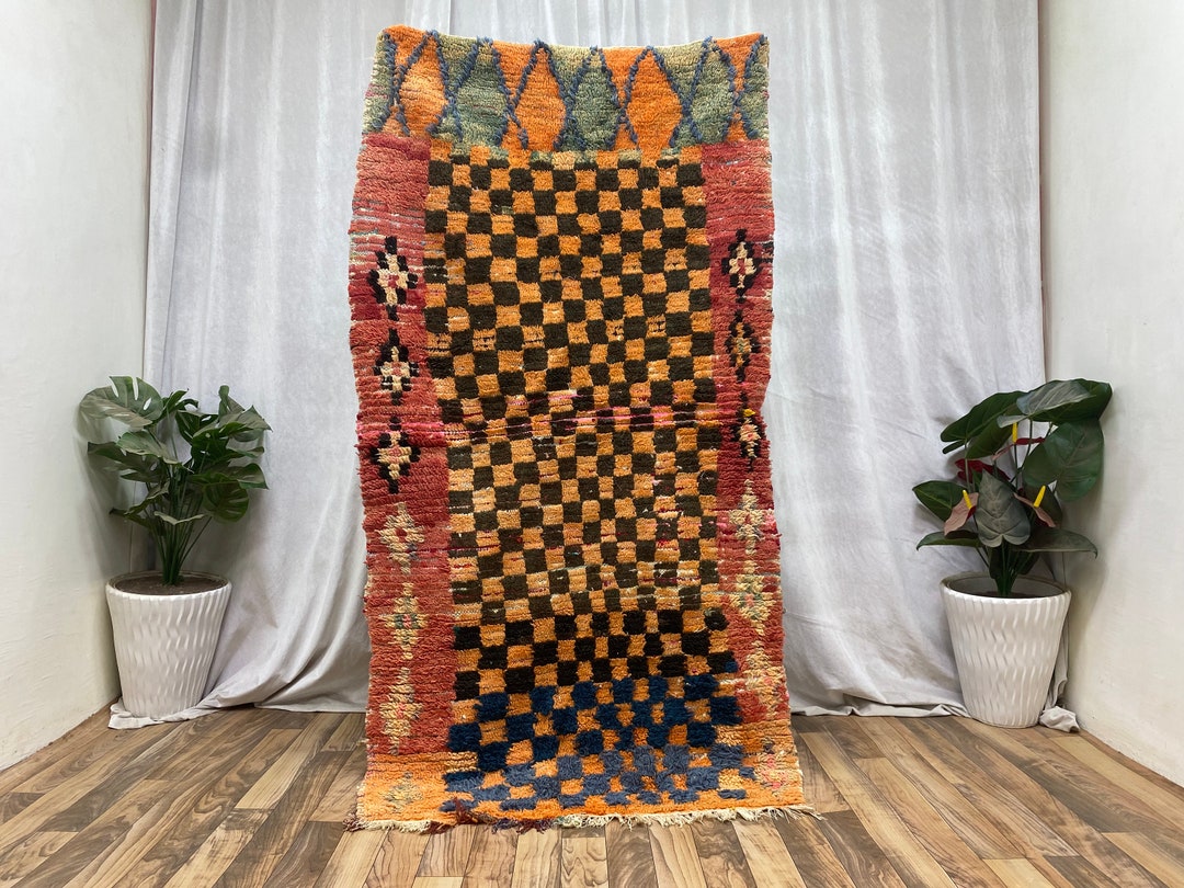 3x5 Orange Vintage Morrocan Berber Rug, Moroccan Runner Bohemian Rug ...