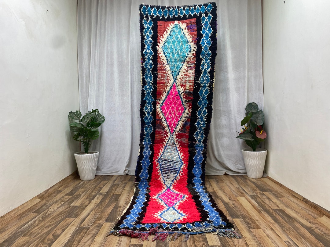 Colorful Berber Vintage Runner Rug, Hallway Boho Decor, Azilal Carpet ...