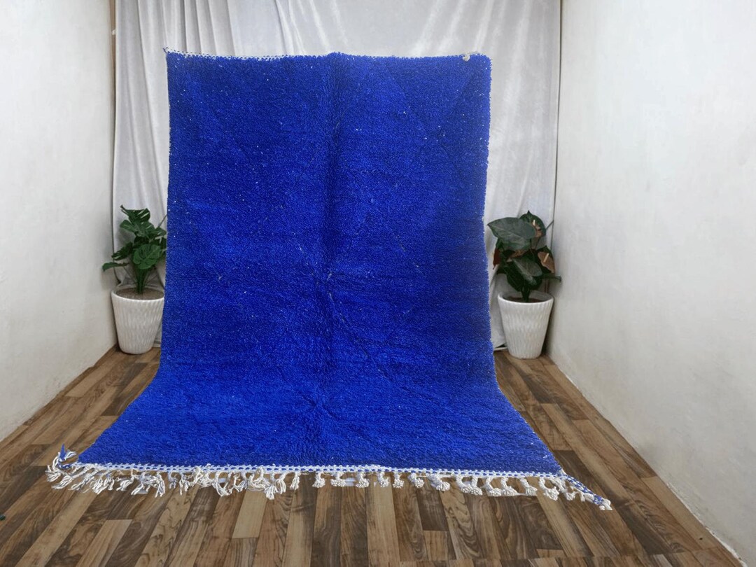 Berber Area Rug: Blue Wool Moroccan Style (custom 8x10 Available) - Etsy