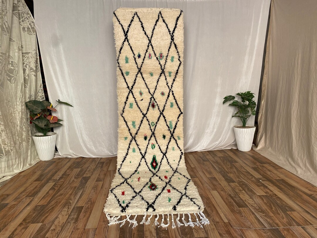Bespoke Moroccan Wool Runner Rugs, Hand Knotted Wool Rug Modern, off ...