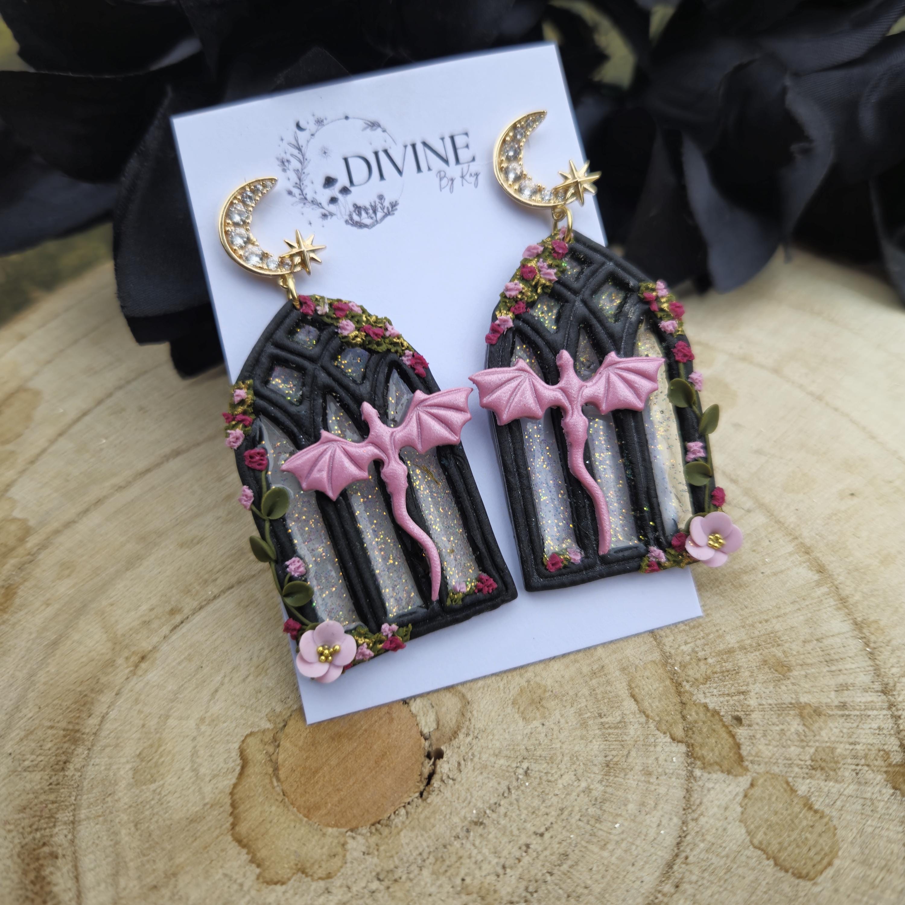 Gothic Window Earrings - Stained Glass Windows - Celestial Dangle ...