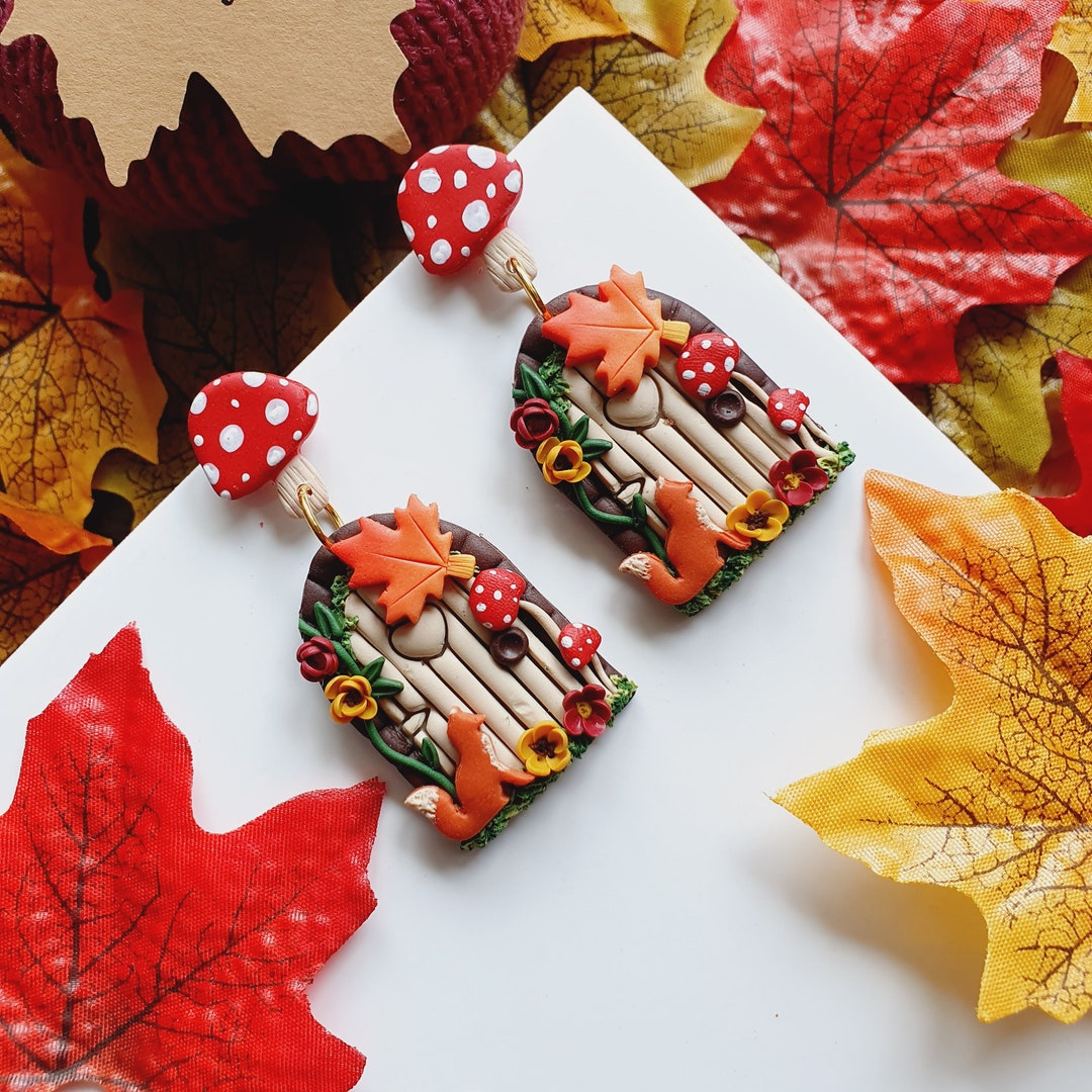 Fox Cottagecore Earrings - Clay Earrings Uk - Woodland Jewellery ...