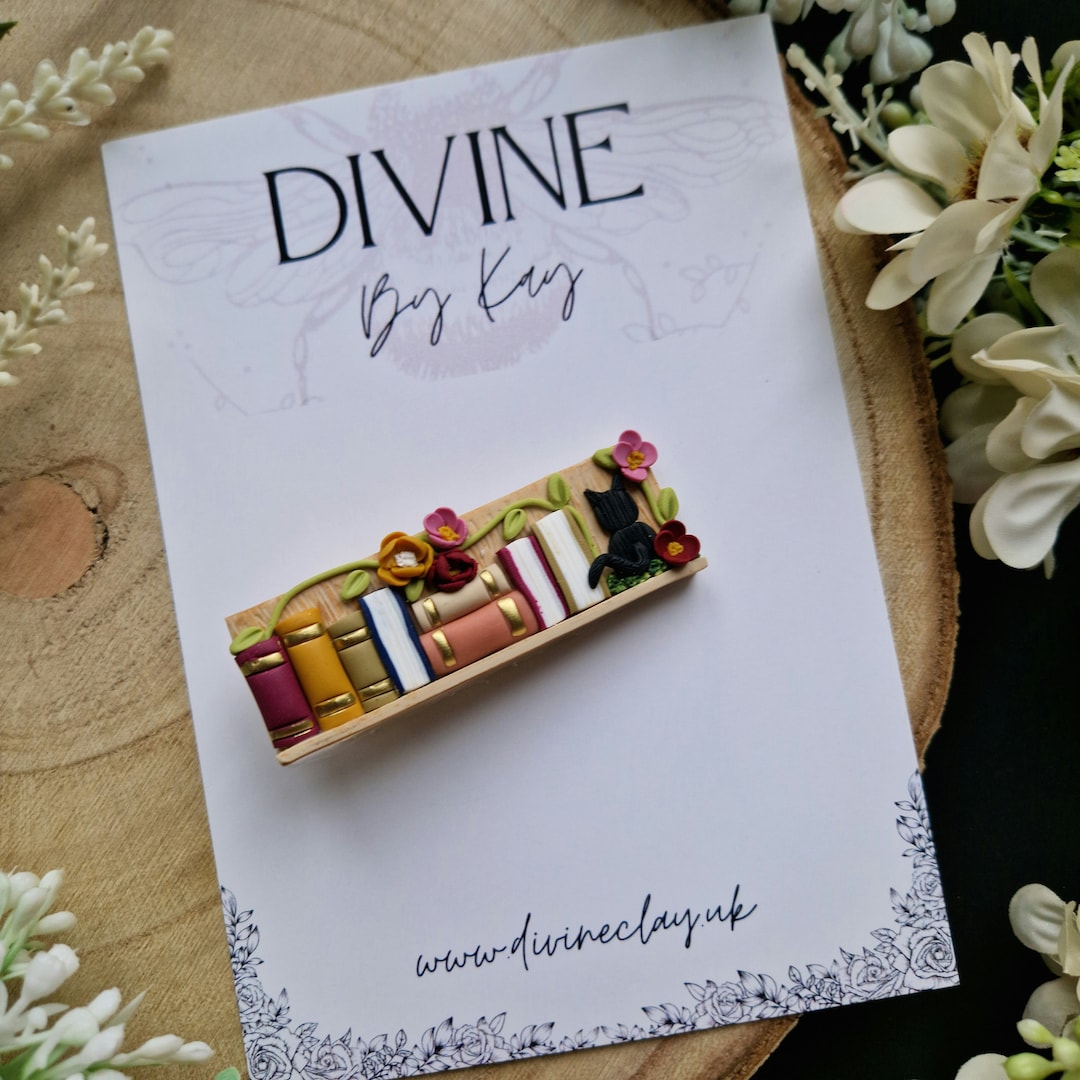 Cat Bookcase Hair Clip - Handmade Hair Accessories - Unique Gifts ...