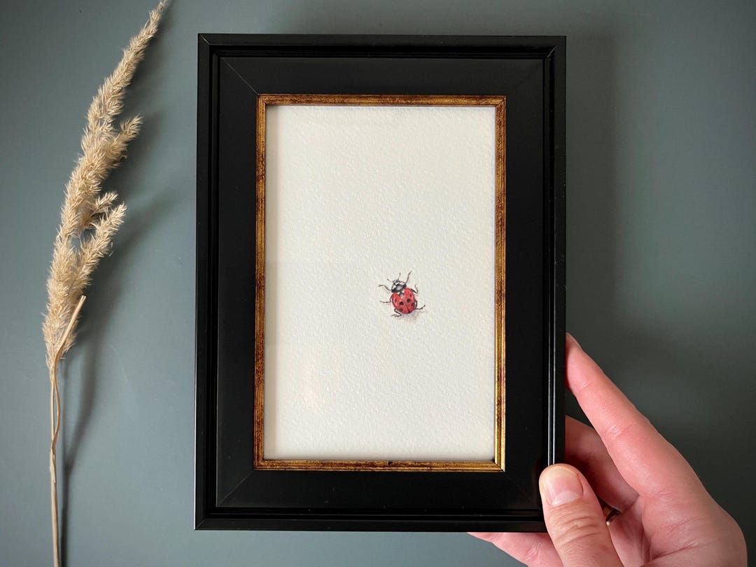 Ladybug Wall Art Print, Framed Miniature Art for Gallery Wall, Retro ...
