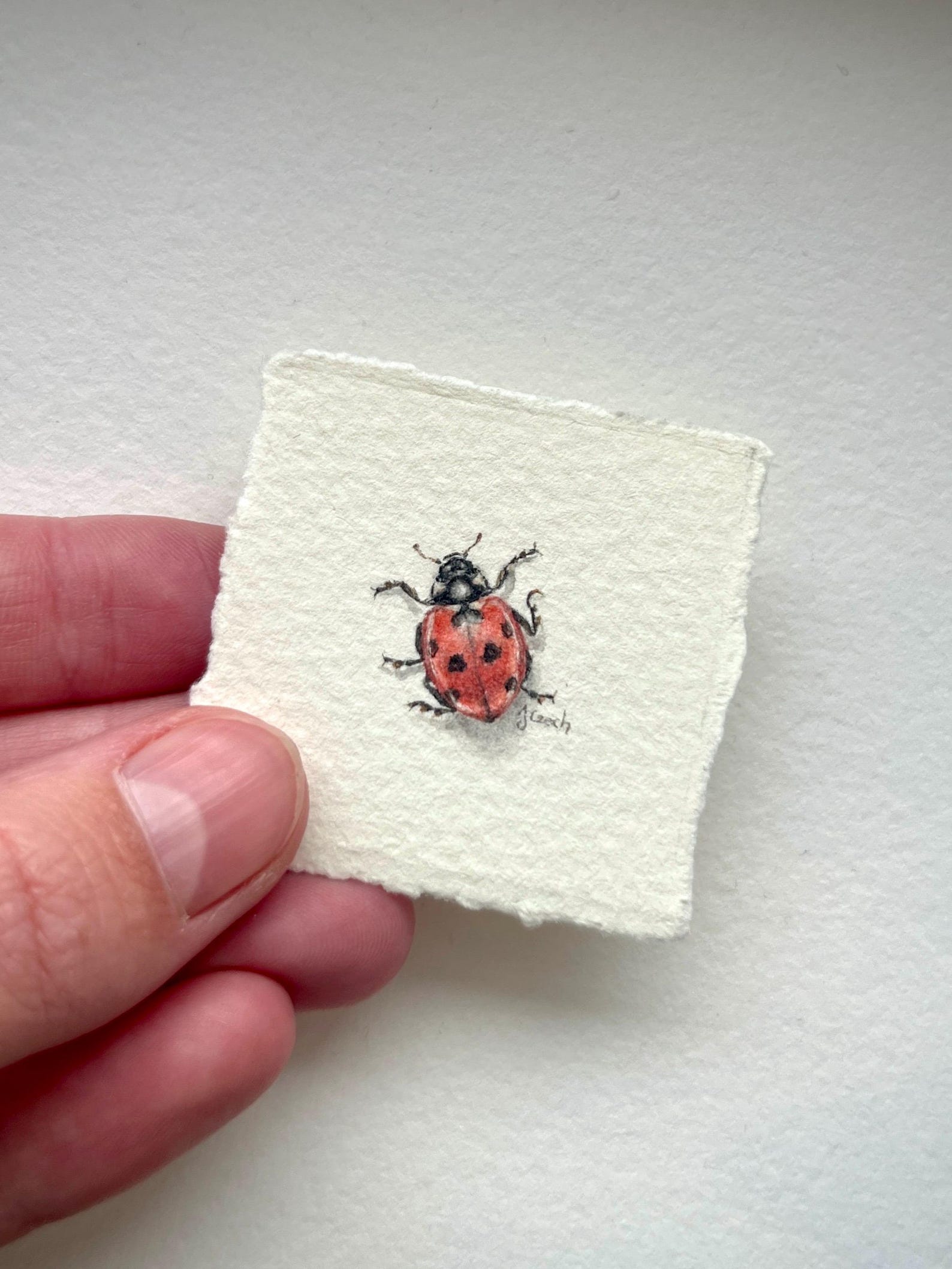 Vintage Style Ladybug Painting, Miniature Art for Gallery Wall, Retro ...