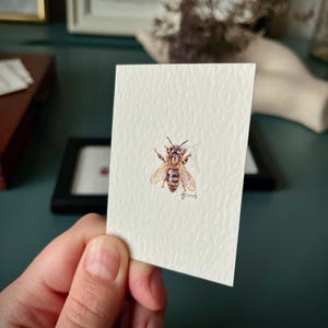 Tiny Bee Wall Art Print, Framed Miniature Art for Gallery Wall, Retro ...