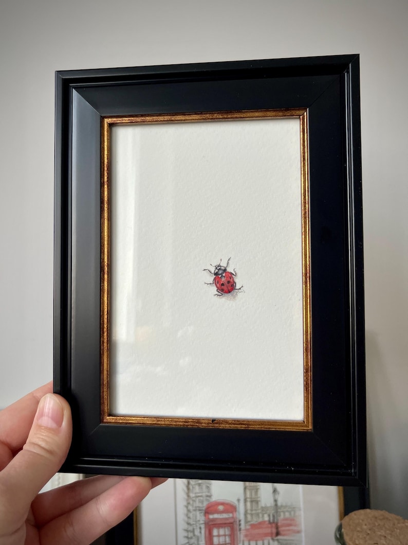 Ladybug Wall Art Print, Framed Miniature Art for Gallery Wall, Retro ...