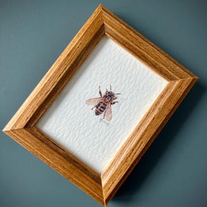 Tiny Bee Wall Art Print, Framed Miniature Art for Gallery Wall, Retro ...