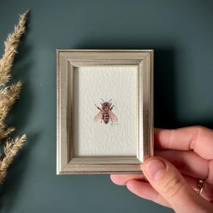 Tiny Bee Wall Art Print, Framed Miniature Art for Gallery Wall, Retro ...