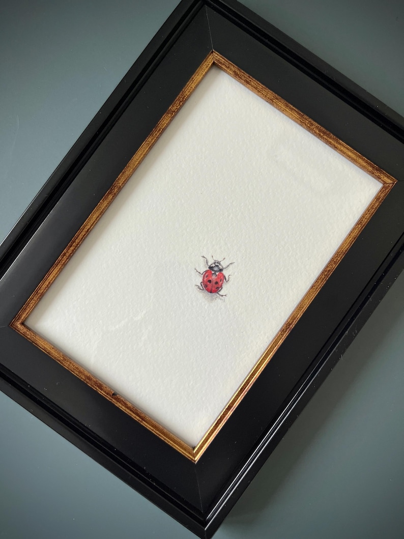 Vintage Style Ladybug Wall Art Print, Framed Miniature Art for Gallery ...