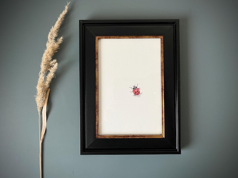 Vintage Style Ladybug Wall Art Print, Framed Miniature Art for Gallery ...