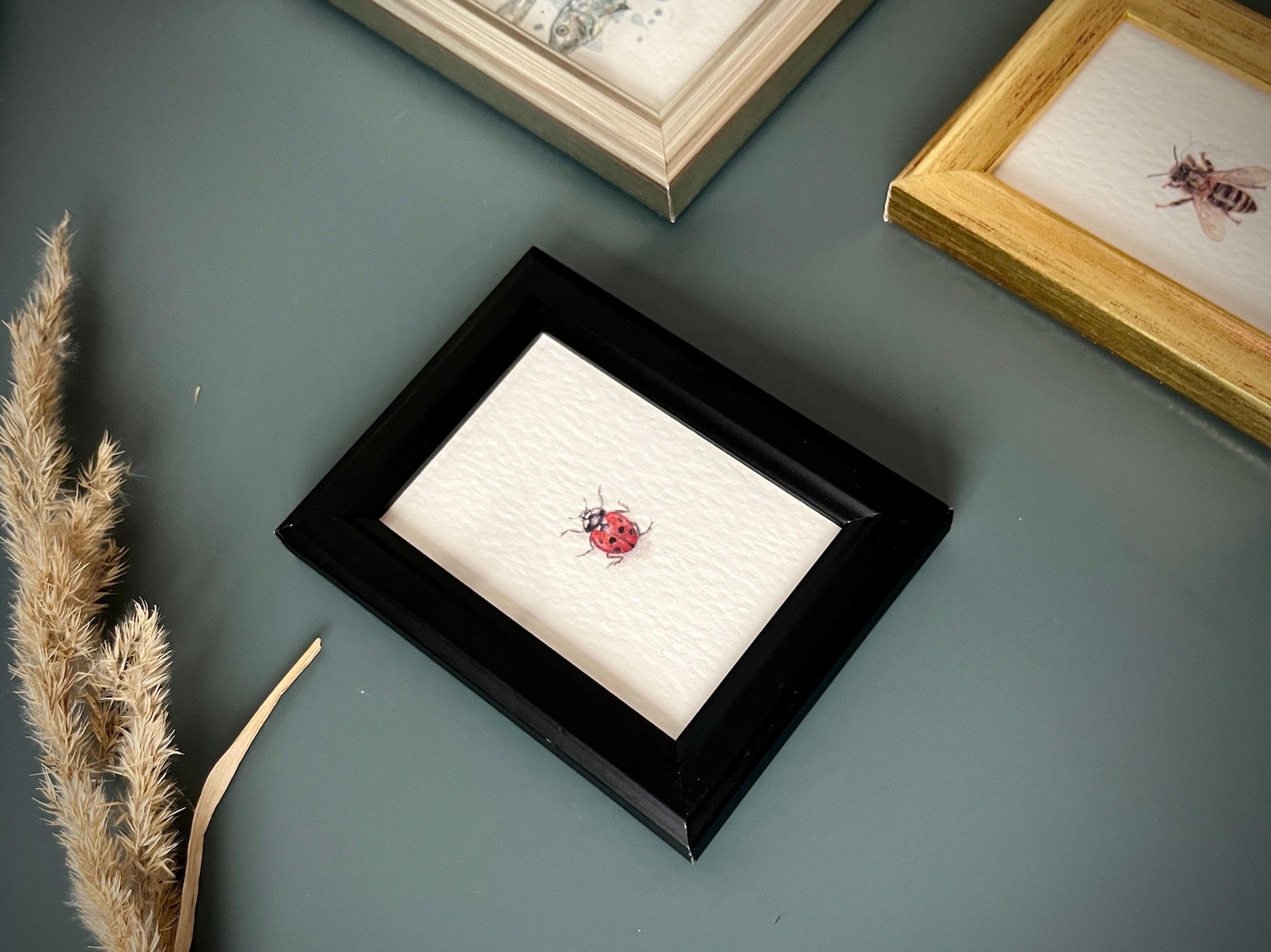 Vintage Style Ladybug Wall Art Print, Framed Miniature Art for Gallery ...