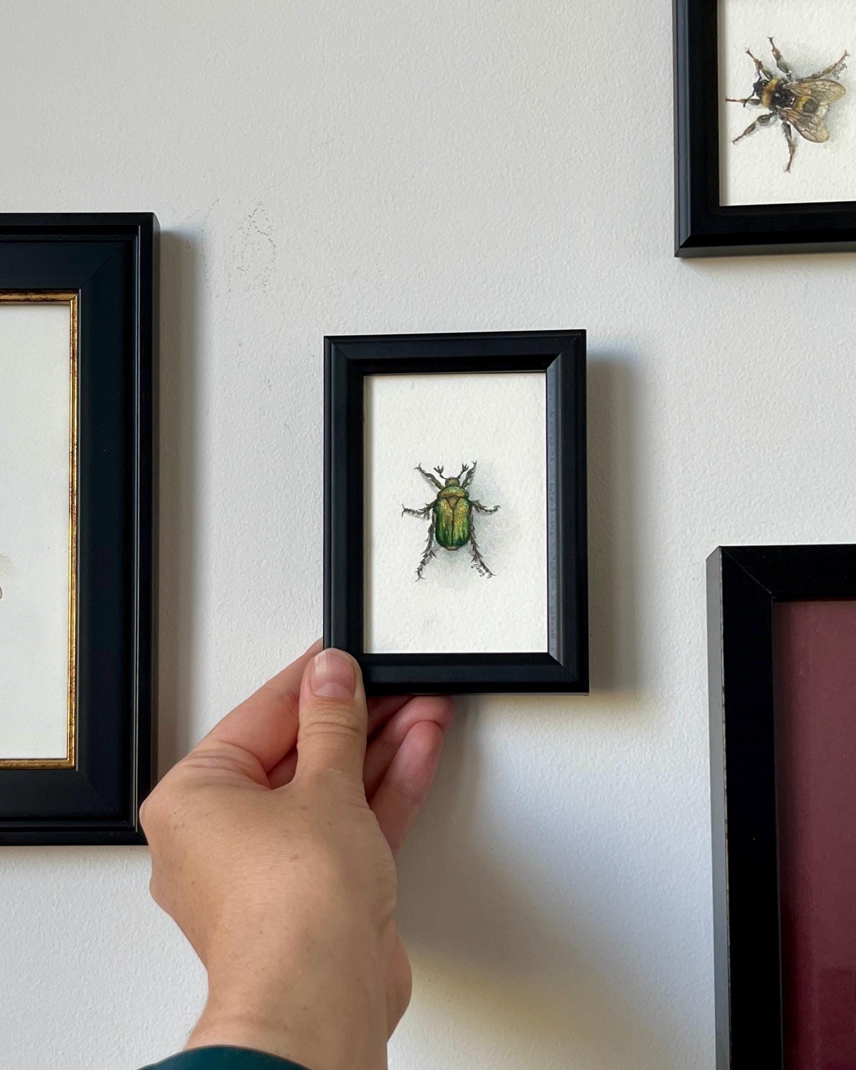 Original Painting of a Beetle for Gallery Wall, Small Wall Art in ...