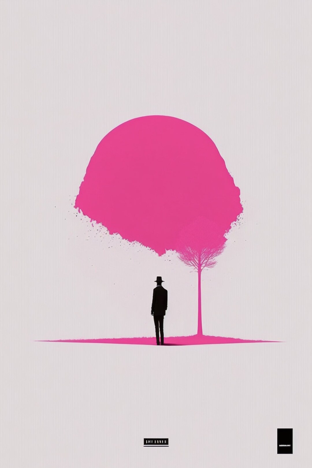 Printable Poster Abstract Man Under Cloud Tree 1 Pink and - Etsy