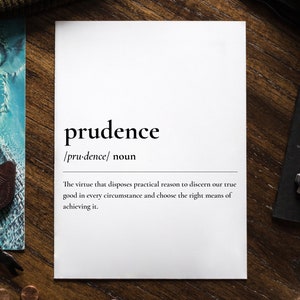 Prudence Definition Print | Prudence Wall Art | Definition Print ...