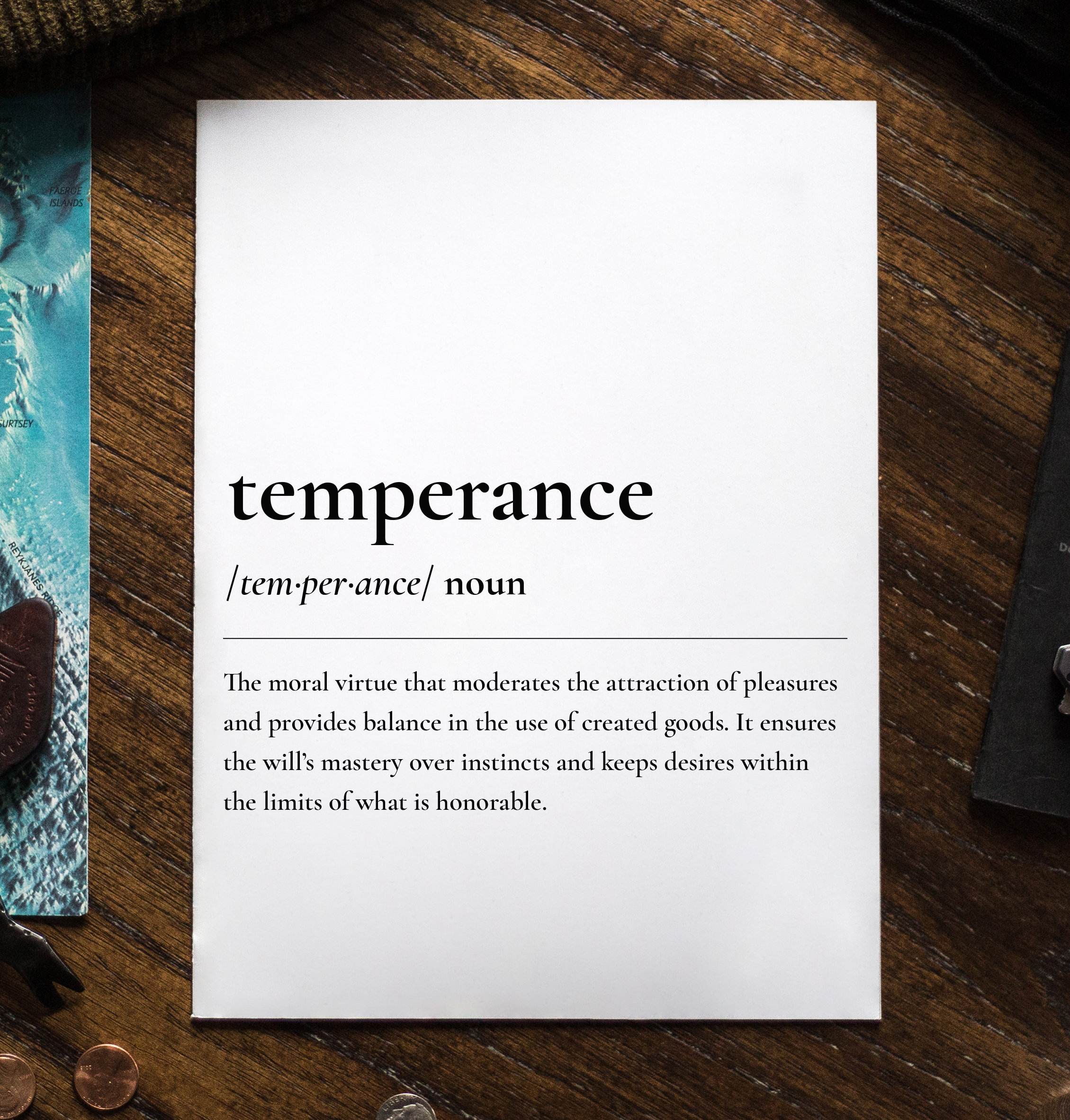 Temperance Definition Print | Temperance Wall Art | Definition Print ...