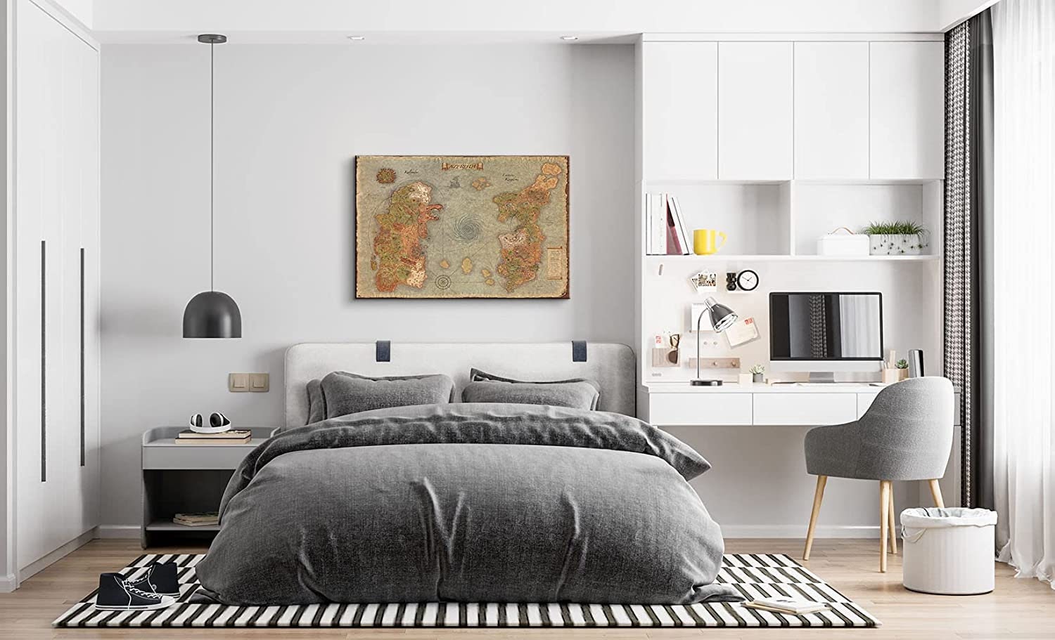 World of Warcraft Vintage Map - Canvas Painting, 1 Panel Canvas Wall ...