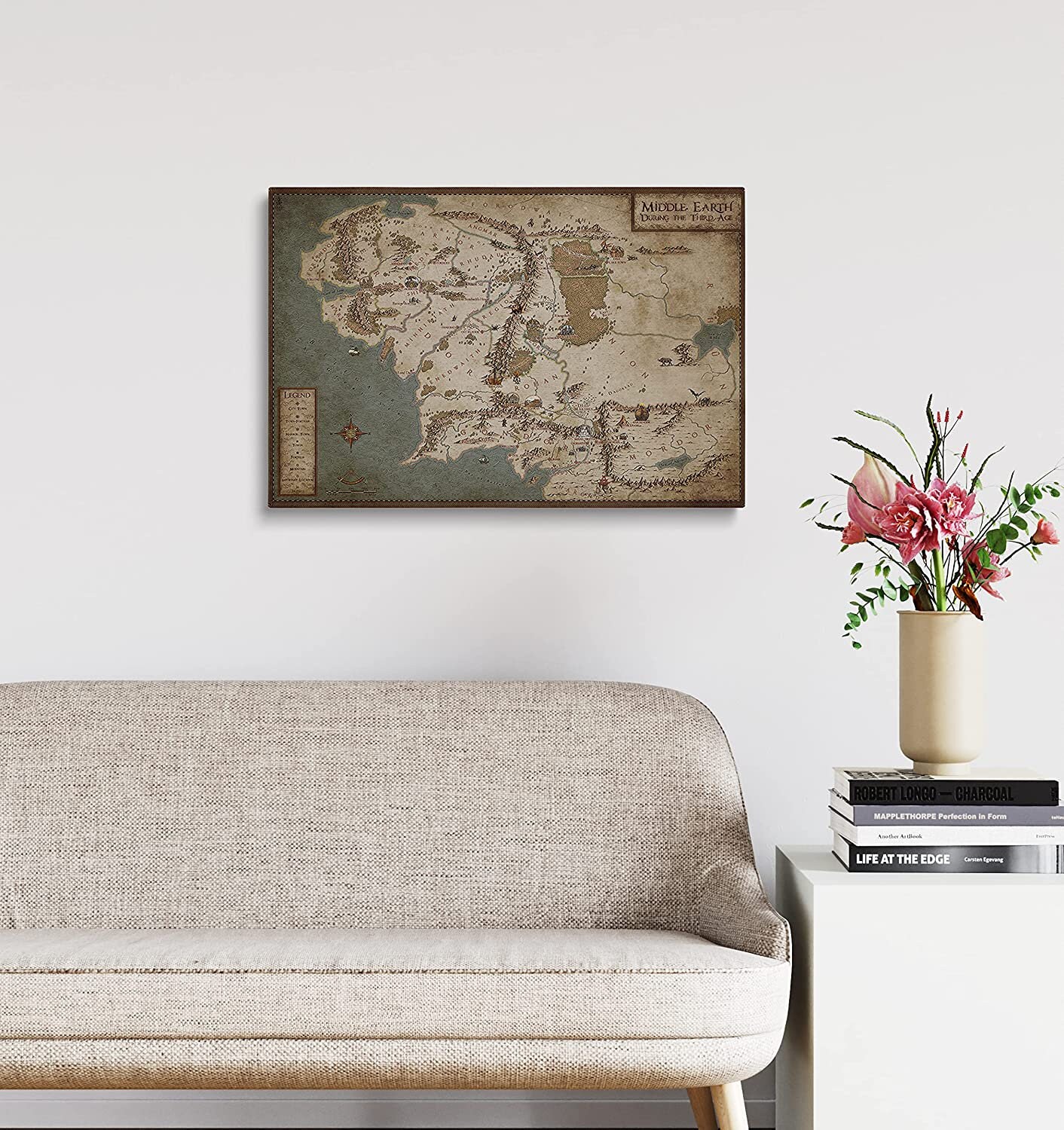 Lord of the Rings Map of Middle Earth Canvas Wall Art Prints Vintage ...