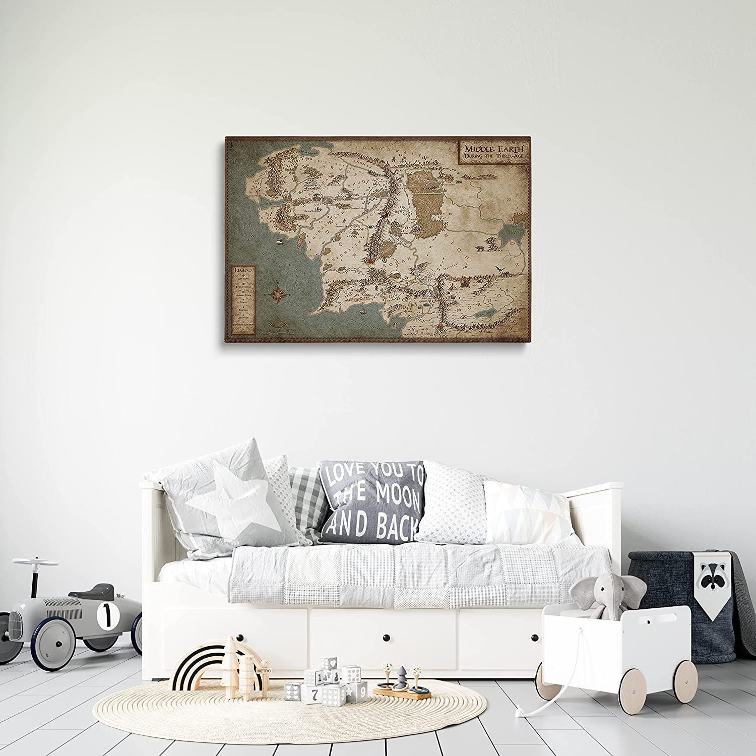 Lord of the Rings Map of Middle Earth Canvas Wall Art Prints Vintage ...