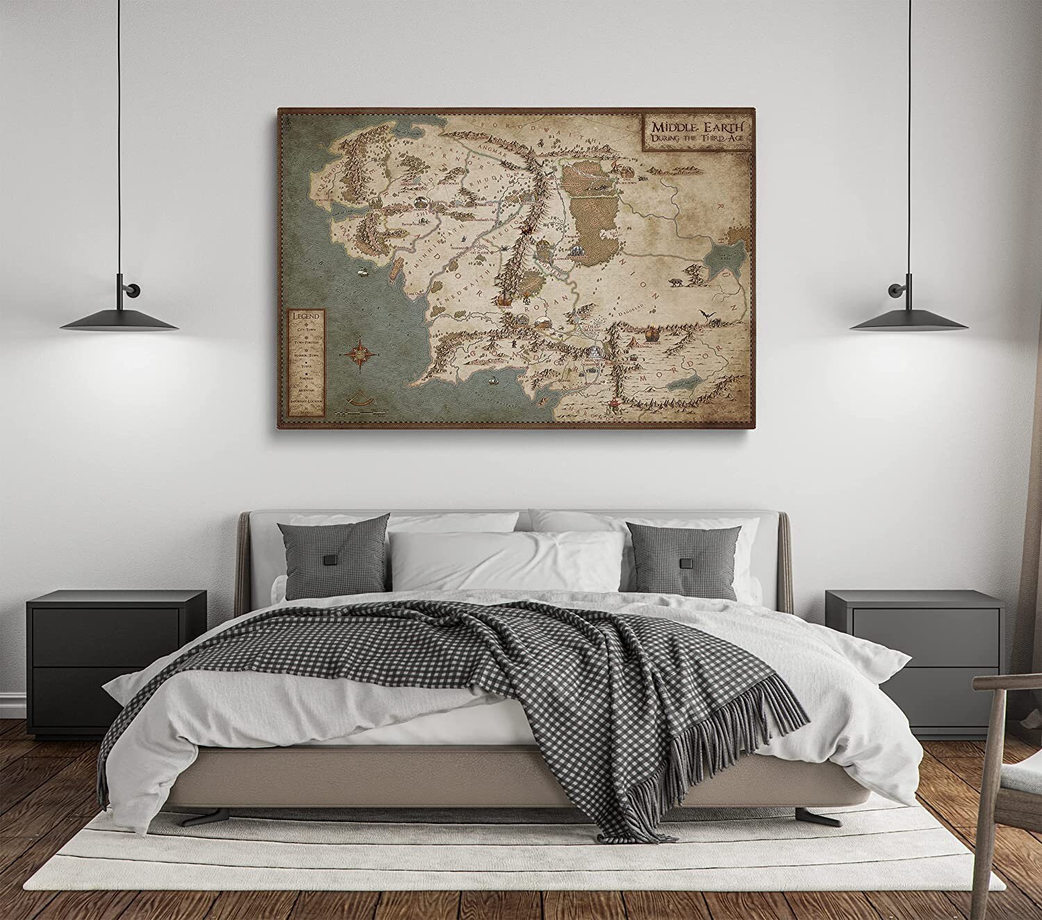 Lord of the Rings Map of Middle Earth Canvas Wall Art Prints Vintage ...