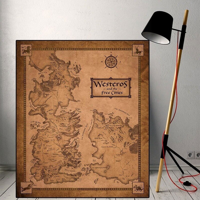 Game of Thrones Map Westeros Map Canvas Painting 1 Panel - Etsy Israel