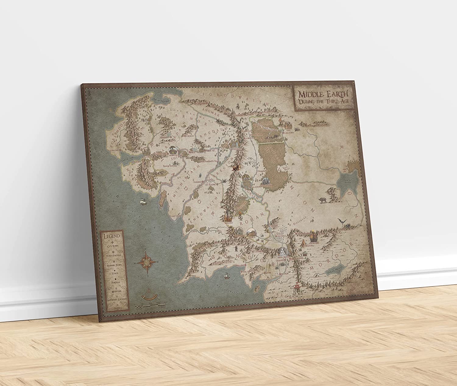 Lord of the Rings Map of Middle Earth Canvas Wall Art Prints Vintage ...