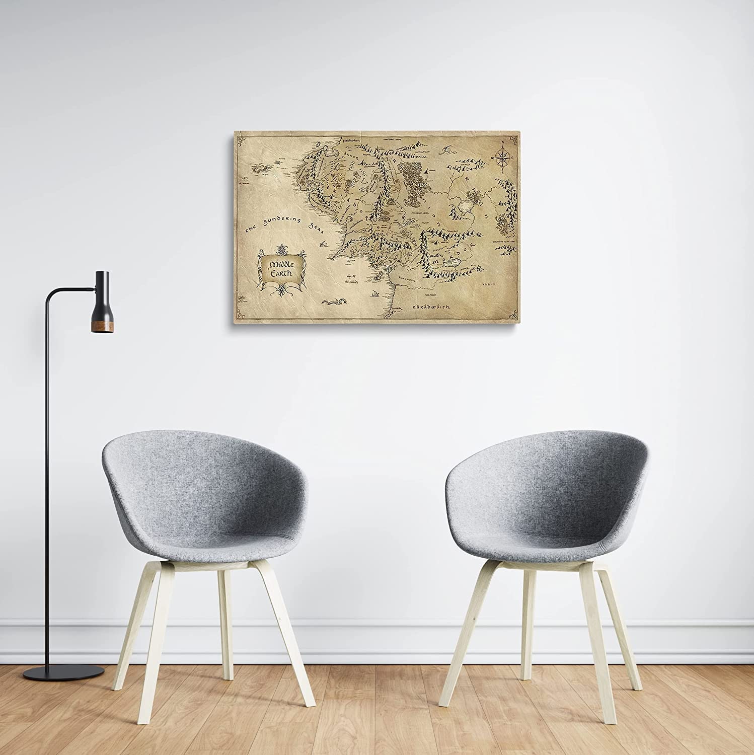 Lord of the Rings Map of Middle Earth Canvas Wall Art Prints Vintage ...