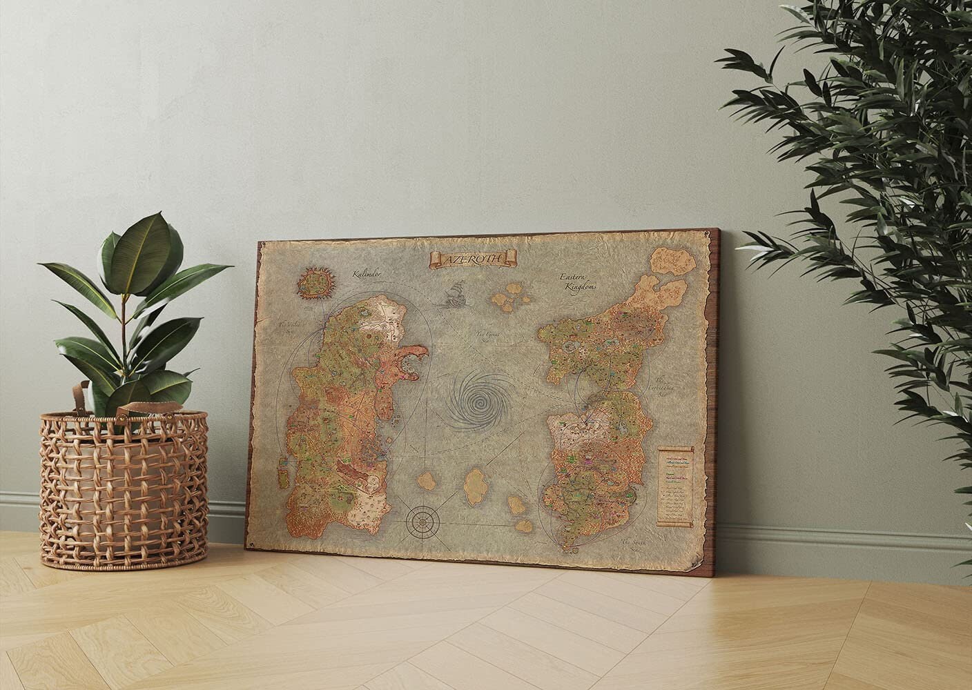 World of Warcraft Vintage Map - Canvas Painting, 1 Panel Canvas Wall ...
