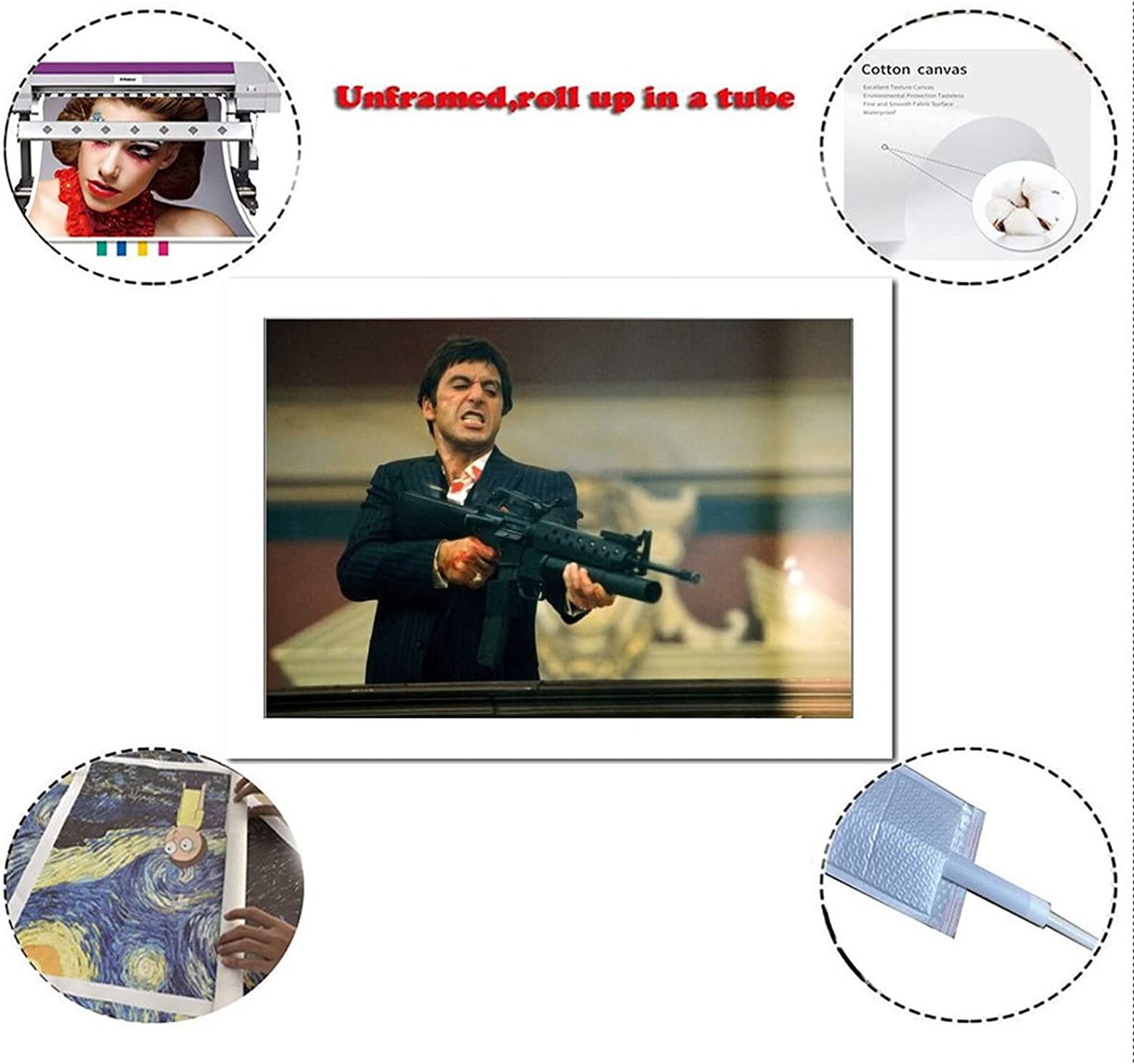 Scarface Canvas Art Gangstar Poster and Wall Art Picture Print Mafia ...