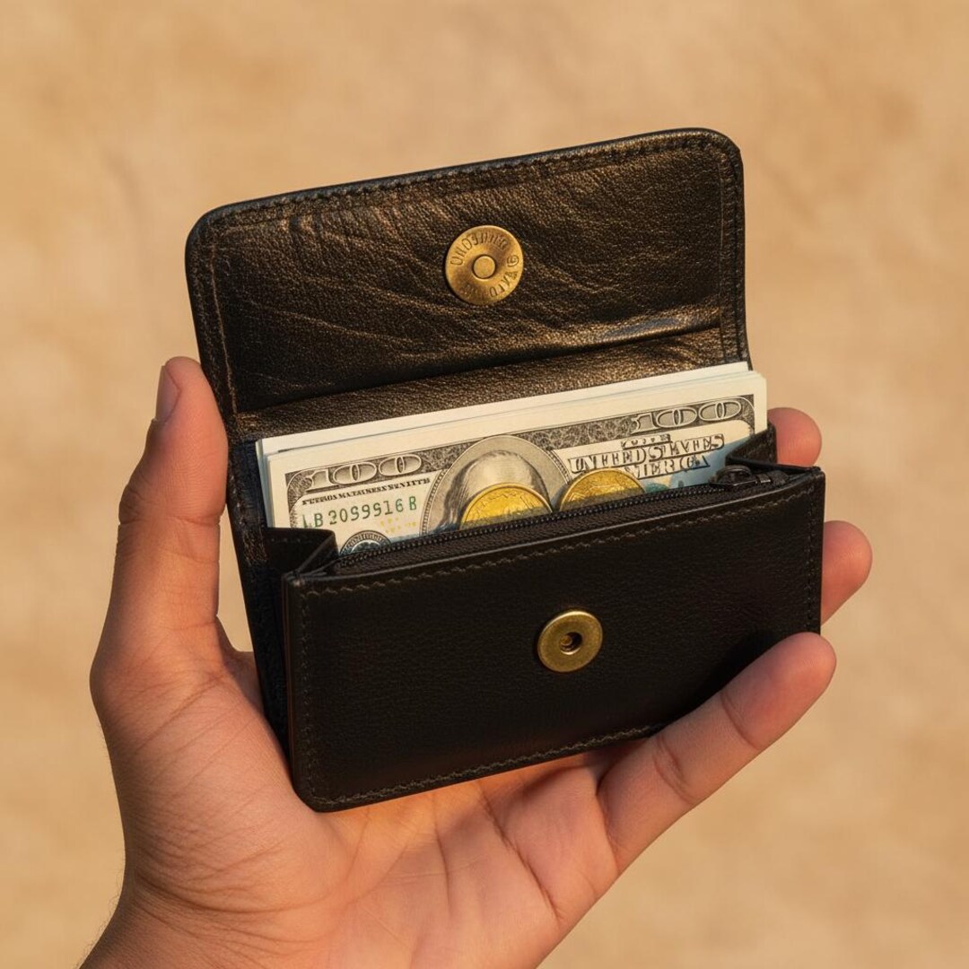 Leather Mini Wallet for Women: Compact Moroccan Handmade Coin Purse ...