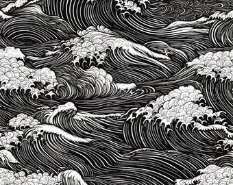 Seamless Waves Digital Art Pattern for Instant Download, Wave Pattern ...