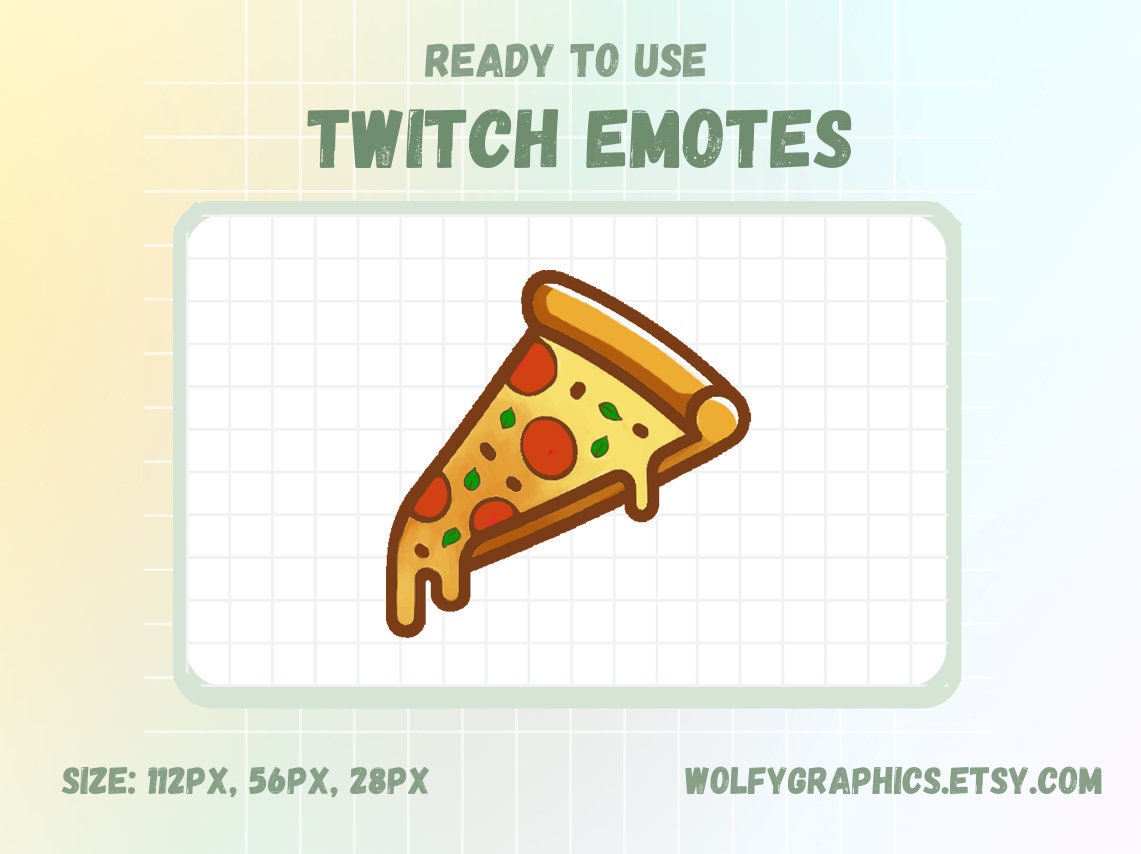 TWITCH EMOTE, Cheesy Pizza Slice Emote, Cute Foodie Pzza Cheese Drip ...