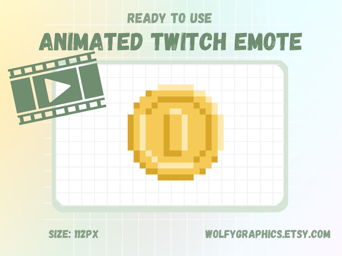 ANIMATED EMOTE Twitch Animated Pixel Coin Emote / Retro Money Turning ...