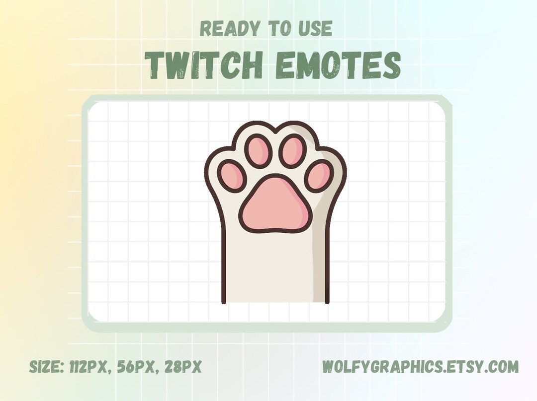 TWITCH EMOTE, Waving Paw Emote, Cute White Cat Paw Animal Hi Emote ...