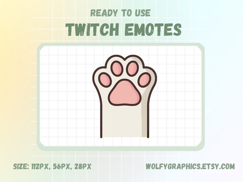 TWITCH EMOTE, Waving Paw Emote, Cute White Cat Paw Animal Hi Emote ...
