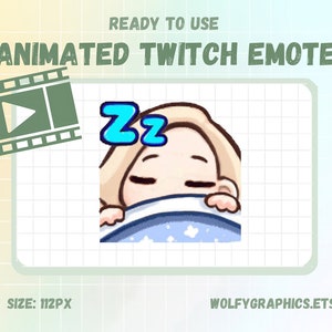 ANIMATED EMOTE Twitch Sleep Emote / Cute Sleeping Girl Blonde - Etsy