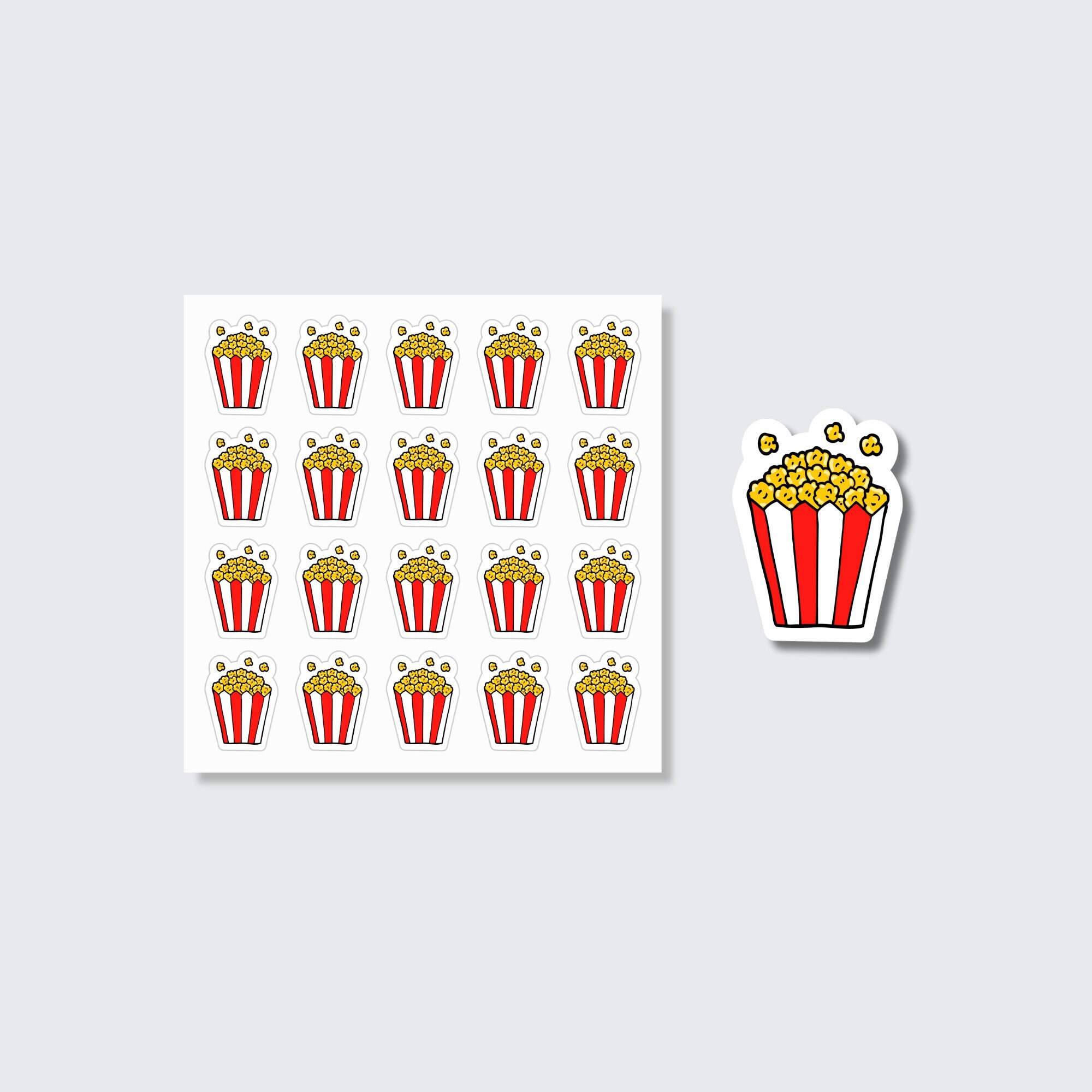 Mini Popcorn Stickers, Tiny Stickers, Movie Night Stickers, Mini Icon ...