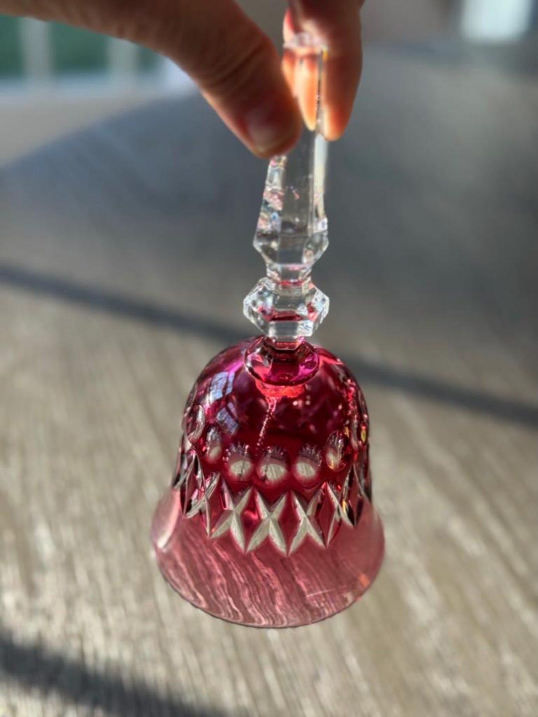 Vintage Cut Crystal Dinner Bell Cranberry Ruby Glass - Etsy