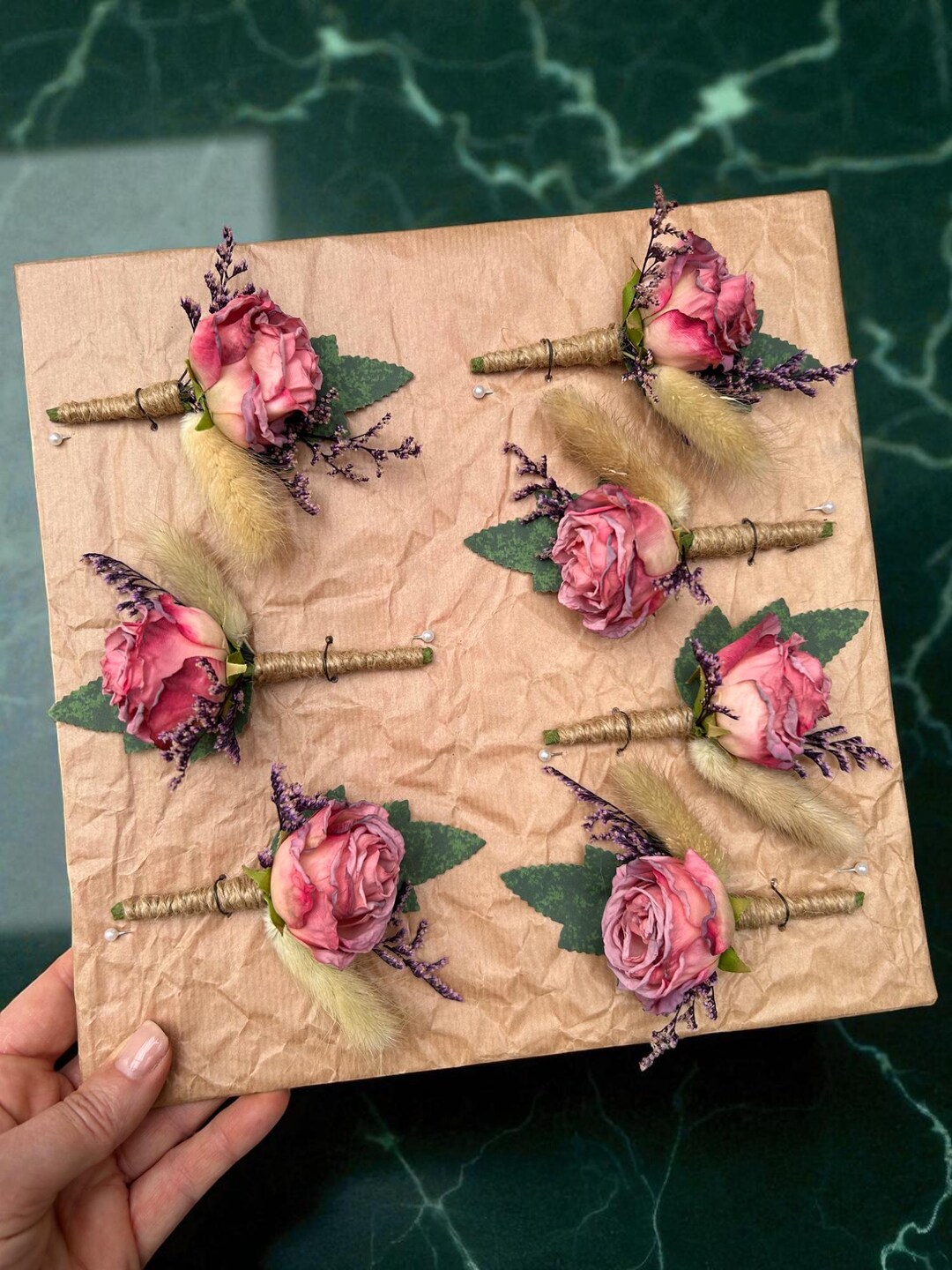 Dusty Pink Rose Buttonhole: Rustic Wedding Groomsman Accessory - Etsy