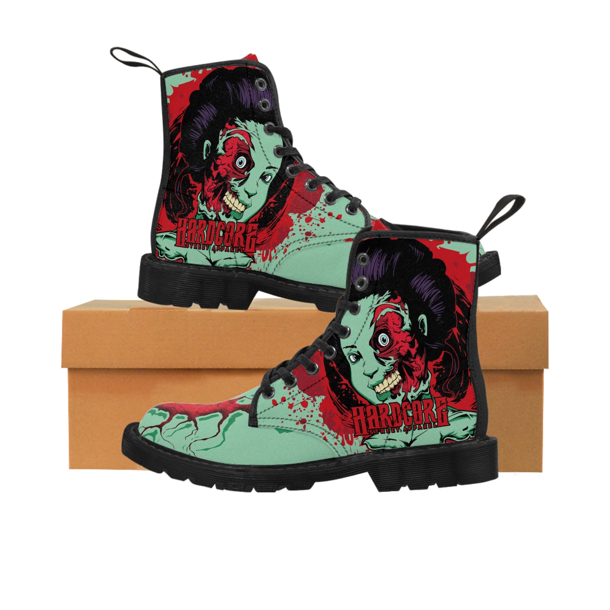Canvas Boots Zombie Girl Hardcore Street Apparel - Etsy