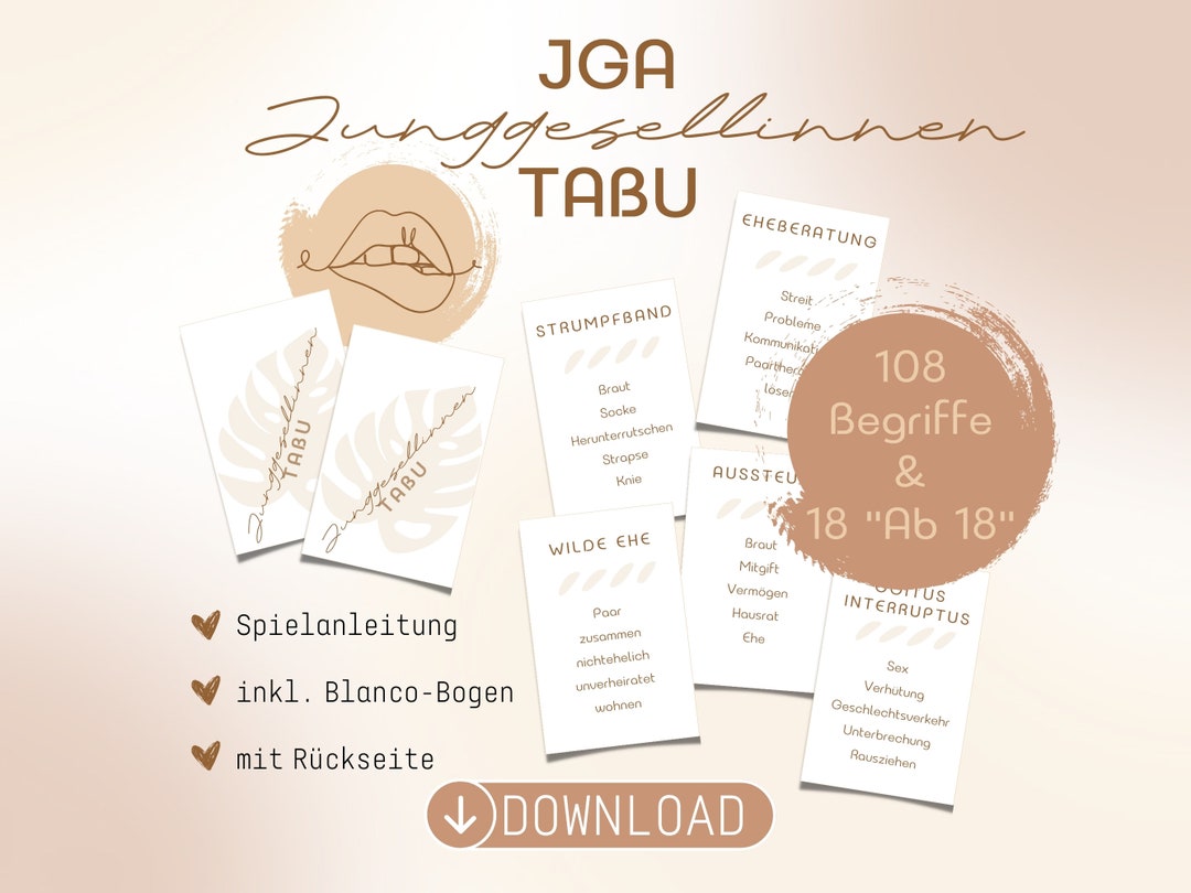 Jga-tabu Inkl. Separaten ab 18begriffen Als PDF Zum Ausdrucken - Etsy