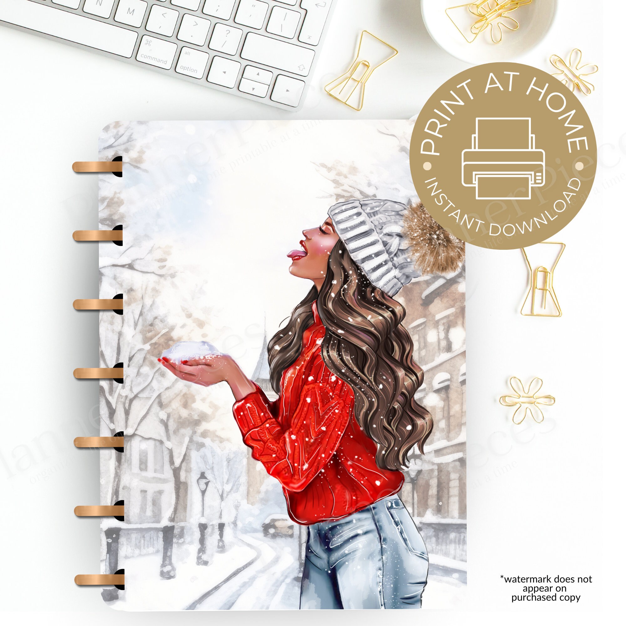 Christmas Winter Planner Cover Printable, Planner Cover for Happy ...