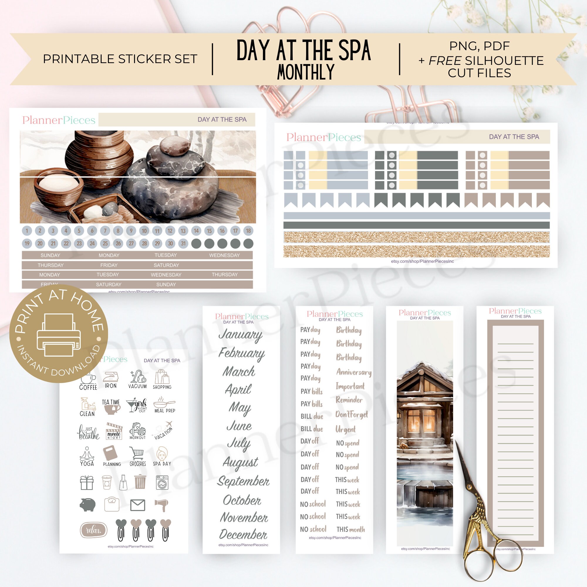 Spa Day Printable Stickers Printable Planner Sticker Happy - Etsy
