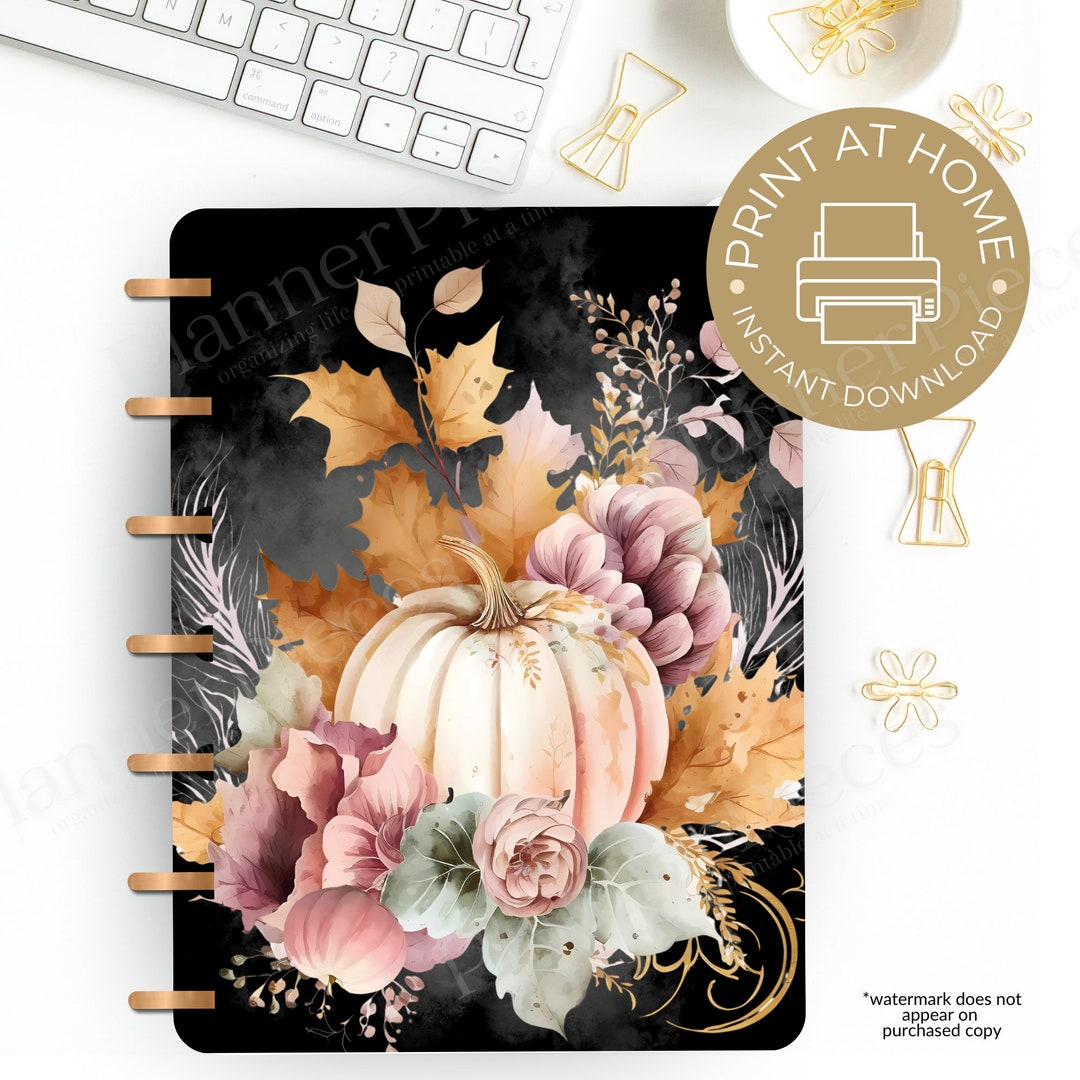 Pumpkin Autumn Planner Cover Printable, Planner Cover for Happy Planner ...