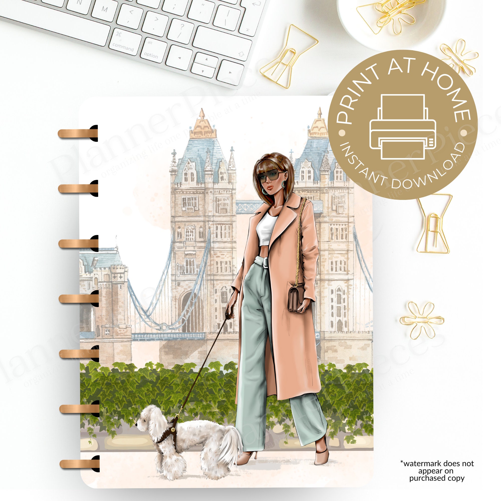 Fashion Girl Planner Cover Printable, London Planner Cover for Happy ...