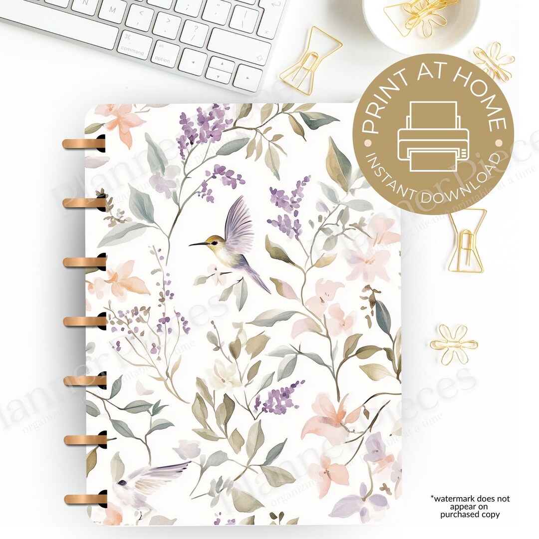 Hummingbird Floral Planner Cover: Happy Planner & Erin Condren (PDF) - Etsy