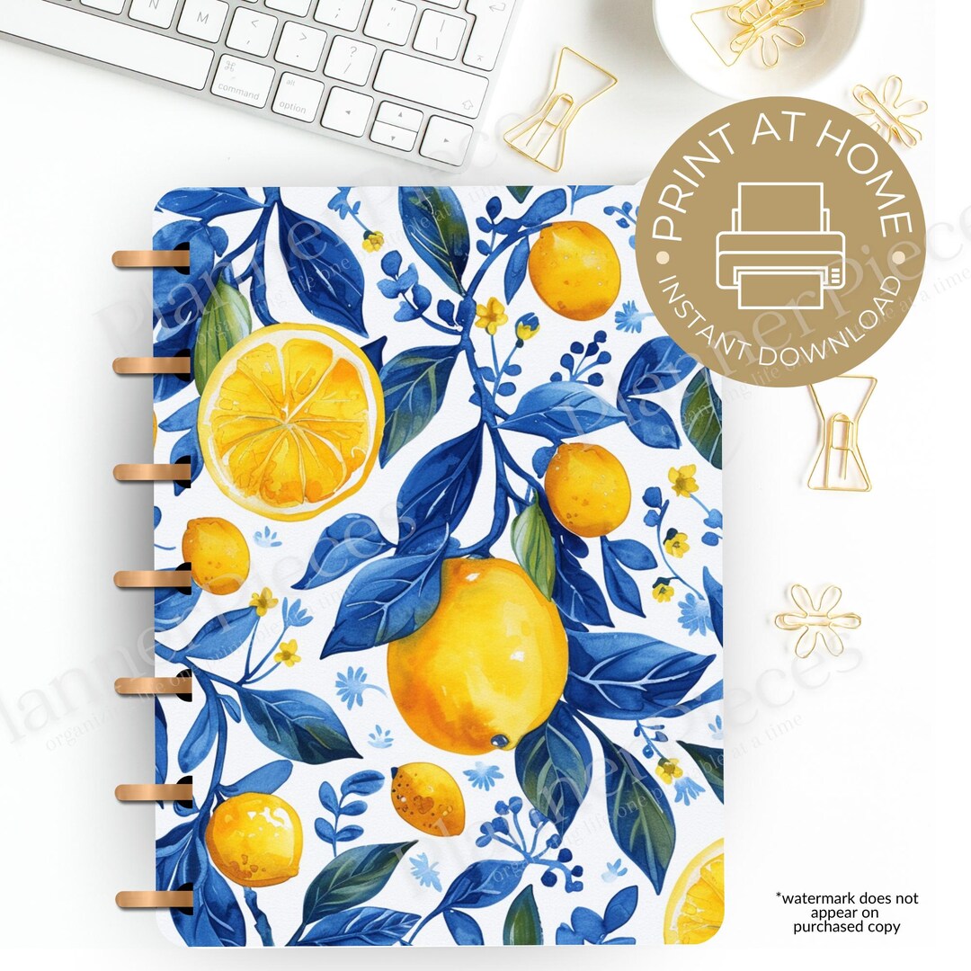 Lemon Planner Cover Printable, Planner Cover for Happy Planner, Erin ...