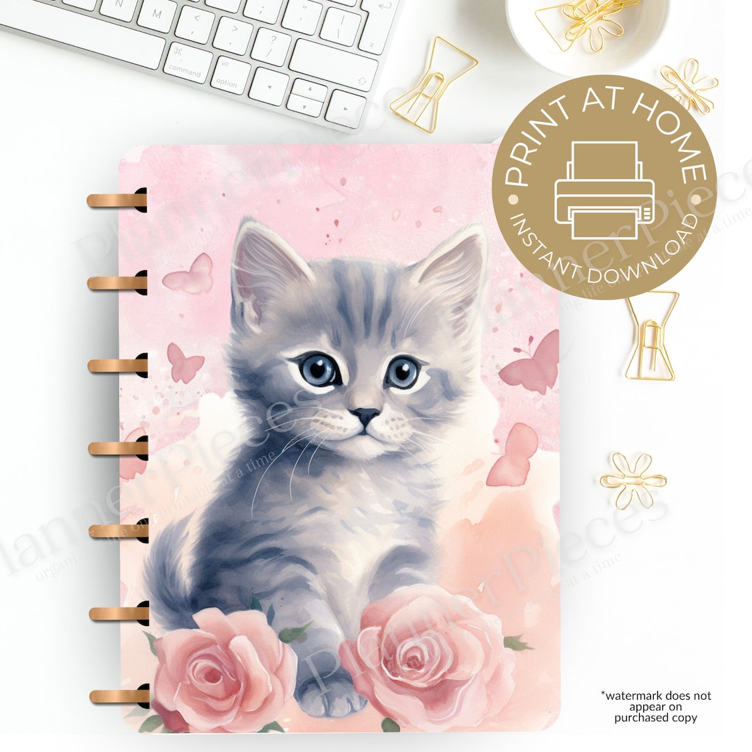 Kitten Planner Cover Printable, Cute Kitten Planner Cover for Happy ...
